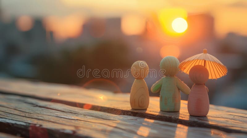 The Wooden Figures at Sunset. AI Generated Stock Image - Image of ...