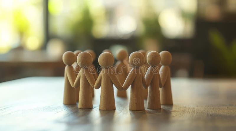 Wooden Figures Symbolizing Strong Teamwork and Unity among Diverse ...