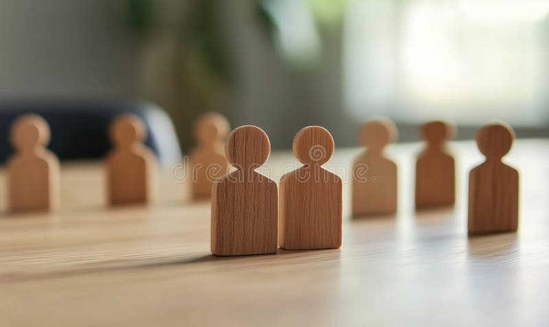 Wooden Figurines Representing Teamwork and Collaboration in a Modern ...