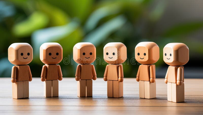 Wooden Figurines with Smiling Faces Representing Teamwork, Diversity ...