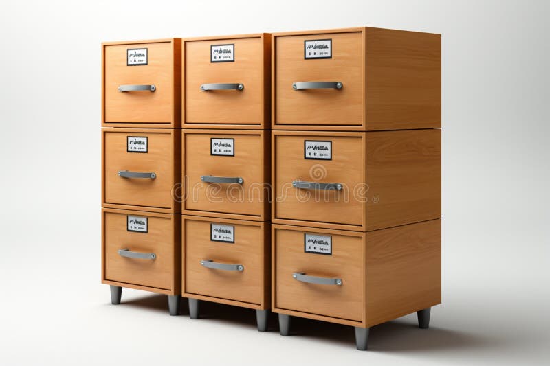 High Filing Cabinet Shows Overworked and Overloaded Stock Illustration ...