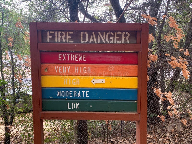 Wooden Fire Danger Sign, High Level Warning Sign Stock Photo - Image of ...