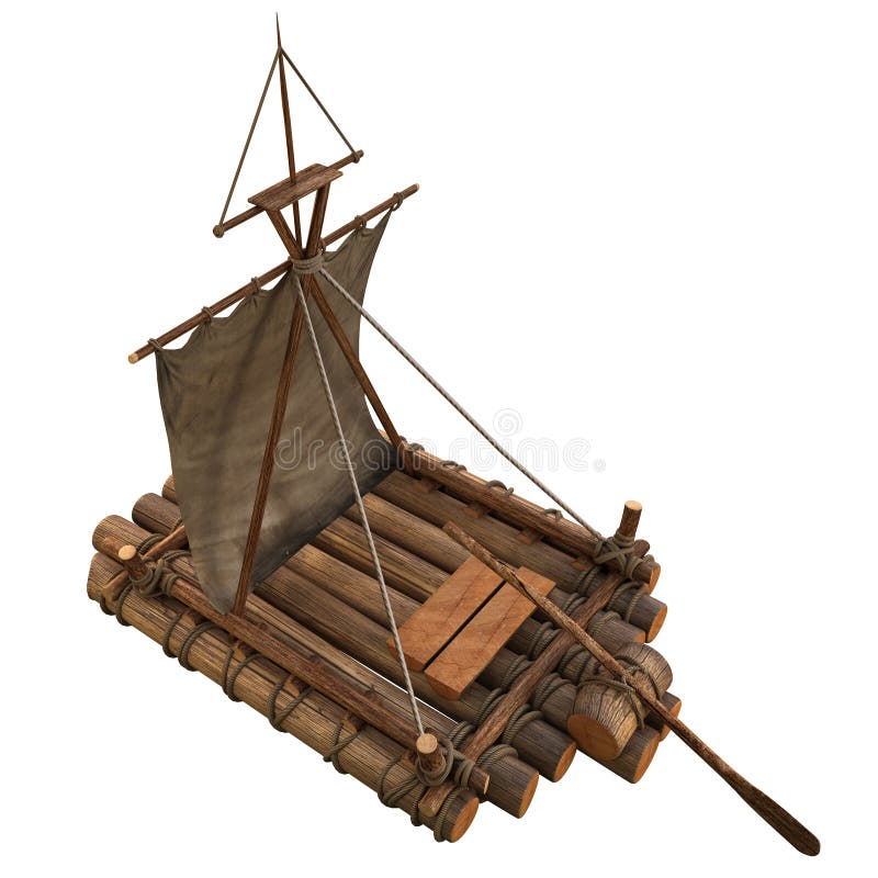 Cartoon Wooden Raft stock vector. Illustration of space - 42377281