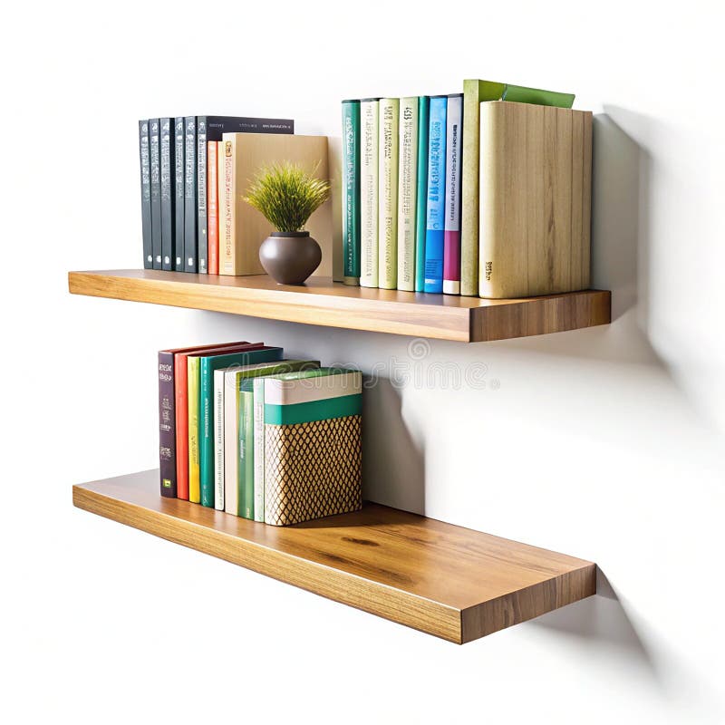 Wooden Floating Bookshelf with Invisible Bracket System Sleek ...