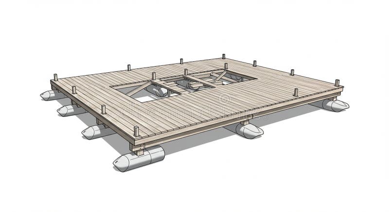 Wooden Floating Platform with a Rectangular Shape Supported by Multiple ...