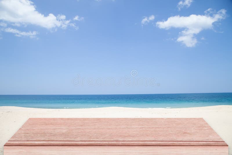 Wooden Floor with Beautiful Blue Sky Scenery for Background. Stock ...