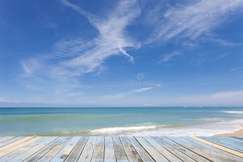 522 Wooden Floor Beautiful Blue Sky Scenery Background Stock Photos ...