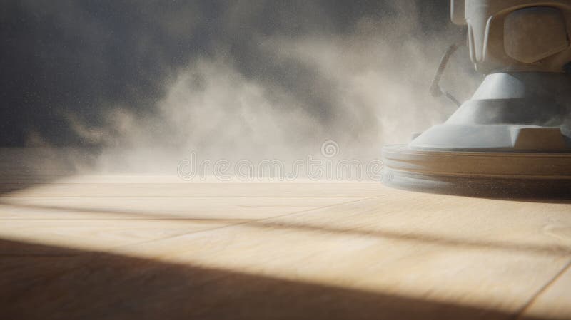 Wooden Floor Being Sanded by Machine, Fine Dust Particles Stock Photo ...