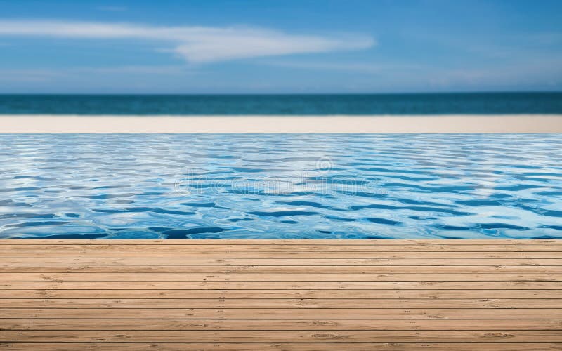 Wooden Floor with Infinity Pool Stock Photo - Image of pier, climate ...