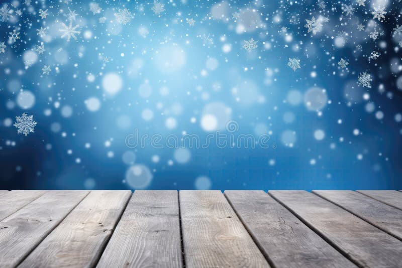 A Wooden Floor with Snow Falling on it Stock Illustration ...