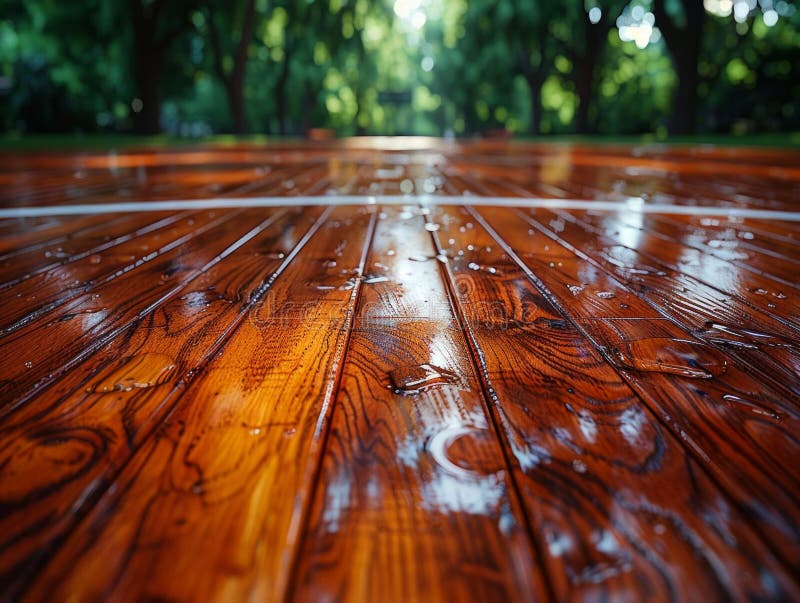 Wooden Floor with Trees in Background Stock Image - Image of tree ...