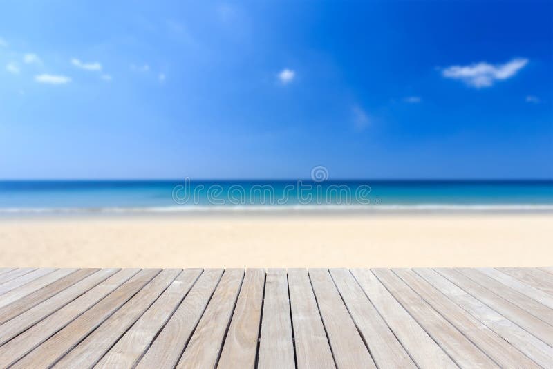 Wooden Flooring and Tropical Beach Stock Image - Image of board, close ...