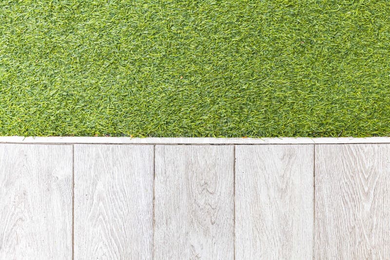 Wooden Floors and Green Artificial Turf Outside the Building Pattern ...
