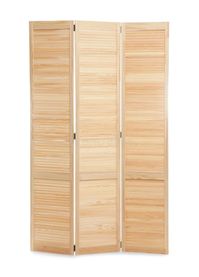 Wooden Folding Screen Isolated on White. Interior Element Stock Image ...
