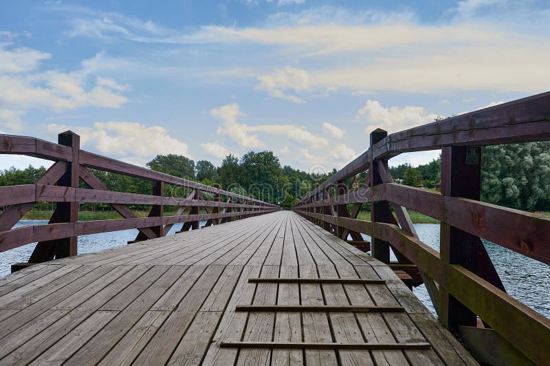 Wooden Footbridge Over the Lake Stock Image - Image of construction ...