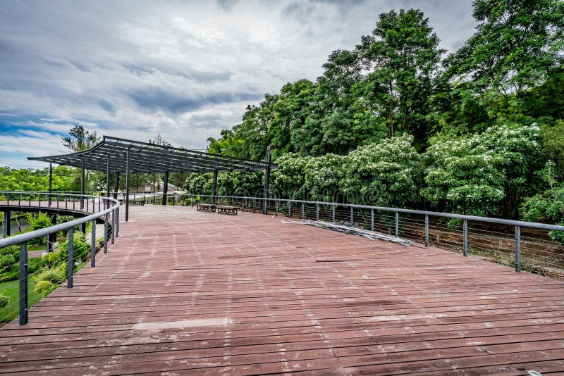 Wooden Footbridge in the Park Stock Image - Image of footbridge, brown ...