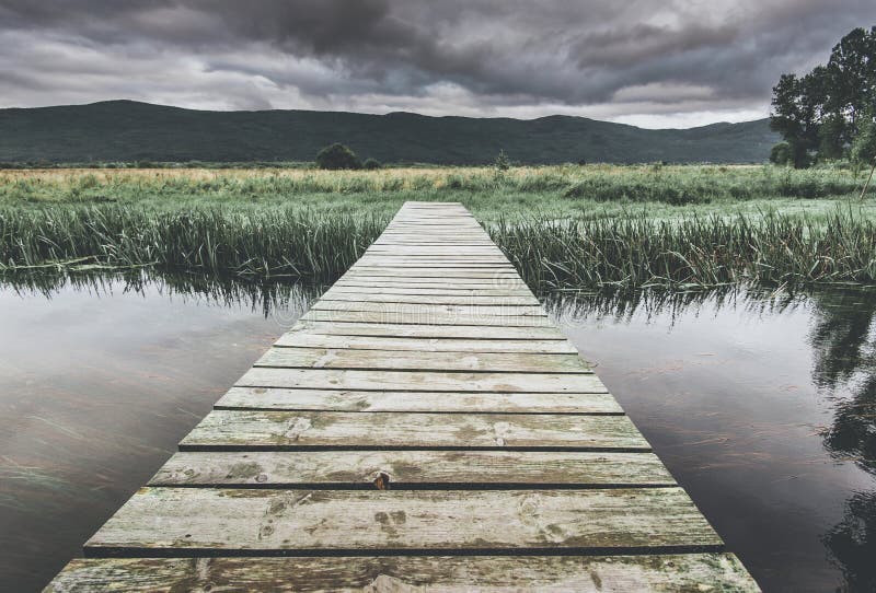 Footpath Bridge Over the River Stock Photo - Image of outdoors ...