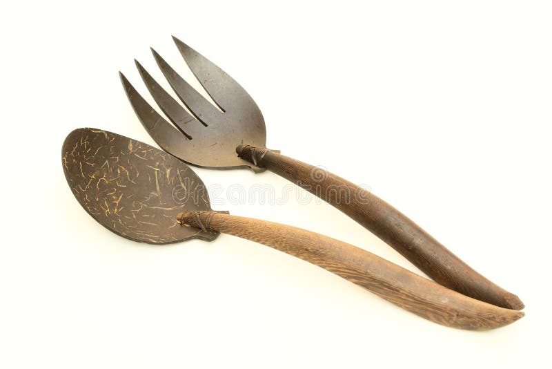 Wooden fork and ladle stock photo. Image of tool, isolated - 20372340