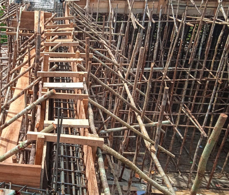 Wooden Formwork for Concrete Block Construction Stock Photo - Image of ...