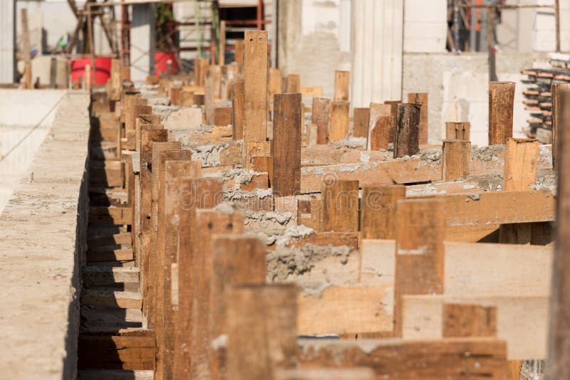 Wooden formwork. stock image. Image of rough, rubble - 100620743