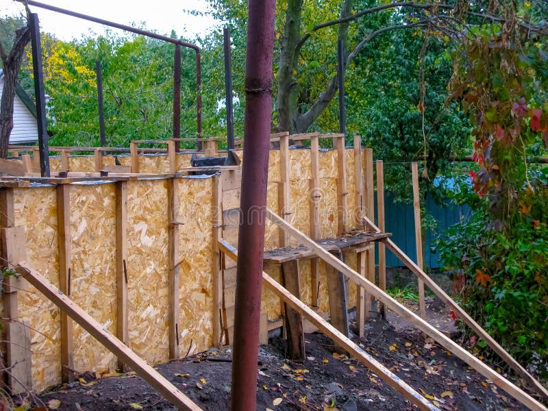 Wooden Formwork for the Foundation of the Fence Stock Photo - Image of ...