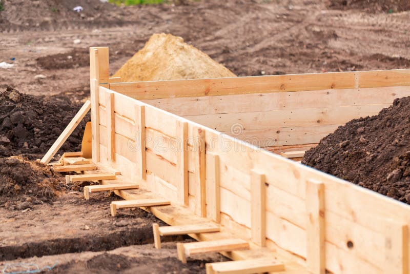 Wooden Formwork for New House Strip Foundation Stock Image - Image of ...