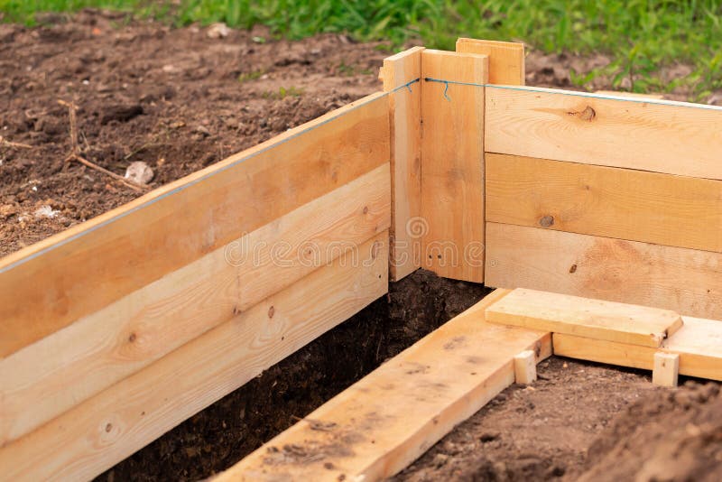 Wooden Formwork for New House Strip Foundation Stock Photo - Image of ...