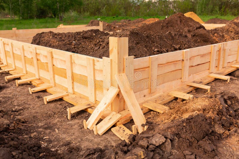 Wooden Formwork for New House Strip Foundation Stock Photo - Image of ...