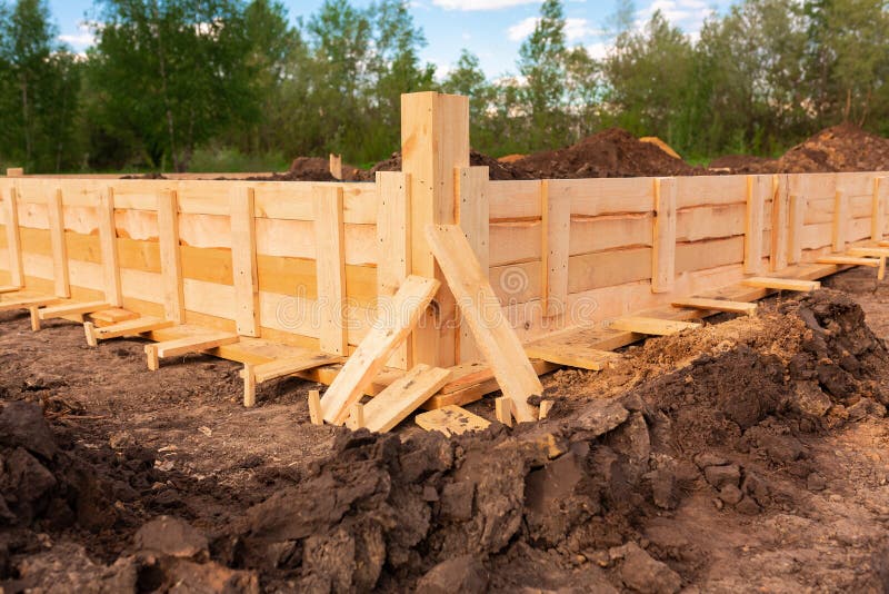 Wooden Formwork for New House Strip Foundation Stock Photo - Image of ...