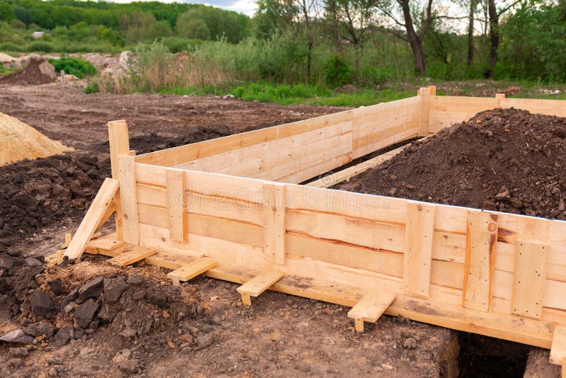 Wooden Formwork for New House Strip Foundation Stock Photo - Image of ...