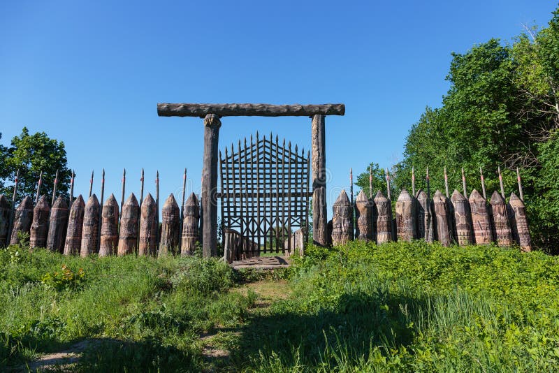 Old Wooden Fortification Wall of the Fort Stock Image - Image of ranch ...