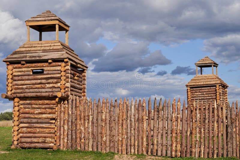 Wooden Fortifications of the Early Middle Ages. Reconstruction Stock ...