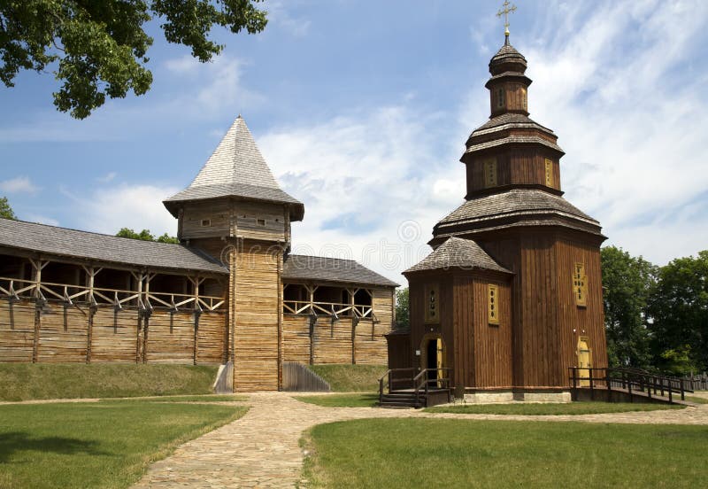Medieval Ukrainian Wooden Fortress Stock Photo - Image of stronghold ...