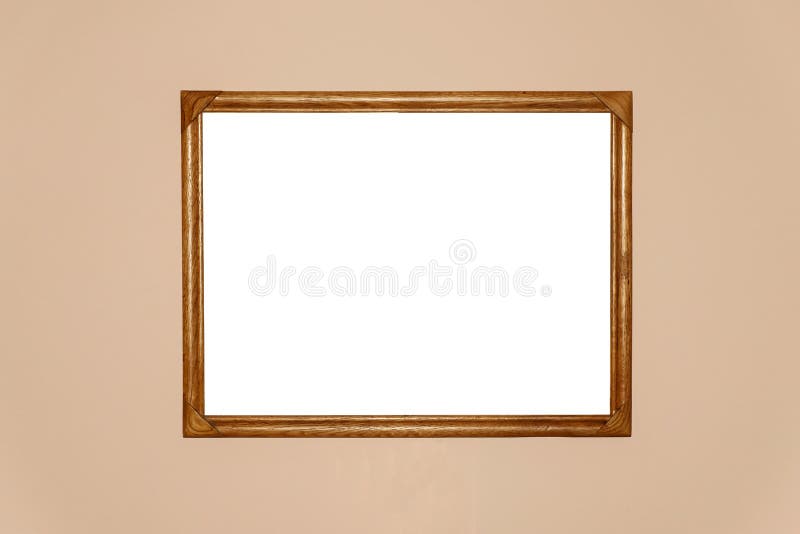 Wooden Frame on Beige Textured Background. Mockup Stock Image - Image ...