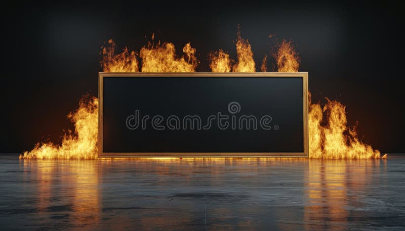 Wooden Frame Being Consumed by Intense Fiery Flames in the Background ...