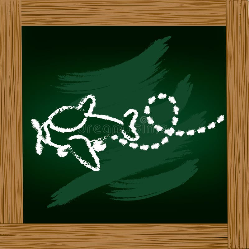 Wooden Frame with Board with Airplane Drawing Stock Illustration ...