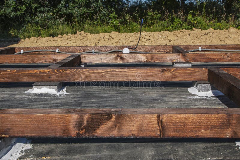 Wooden Frame on Bricks for Laying the Terrace Stock Image - Image of ...
