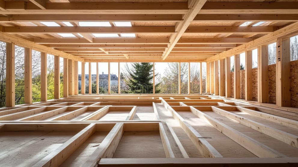 Wooden Frame Construction for New House Project with Strong Structural ...