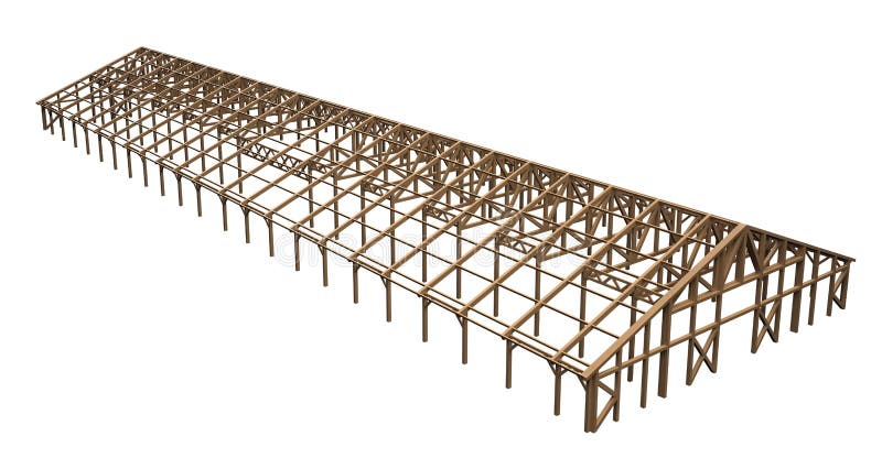 Wooden Frame of Farm Building Isolated on White Stock Illustration ...