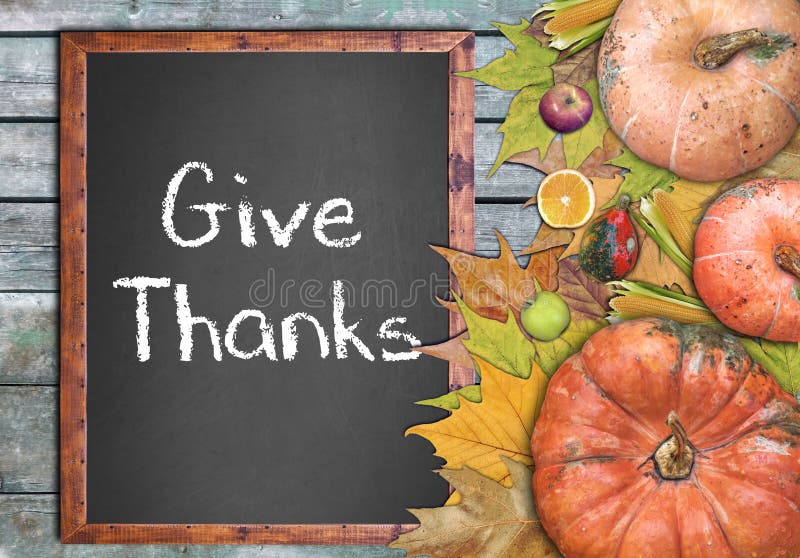 Wooden Frame and Give Thanks for Thanksgiving Day Stock Photo - Image ...