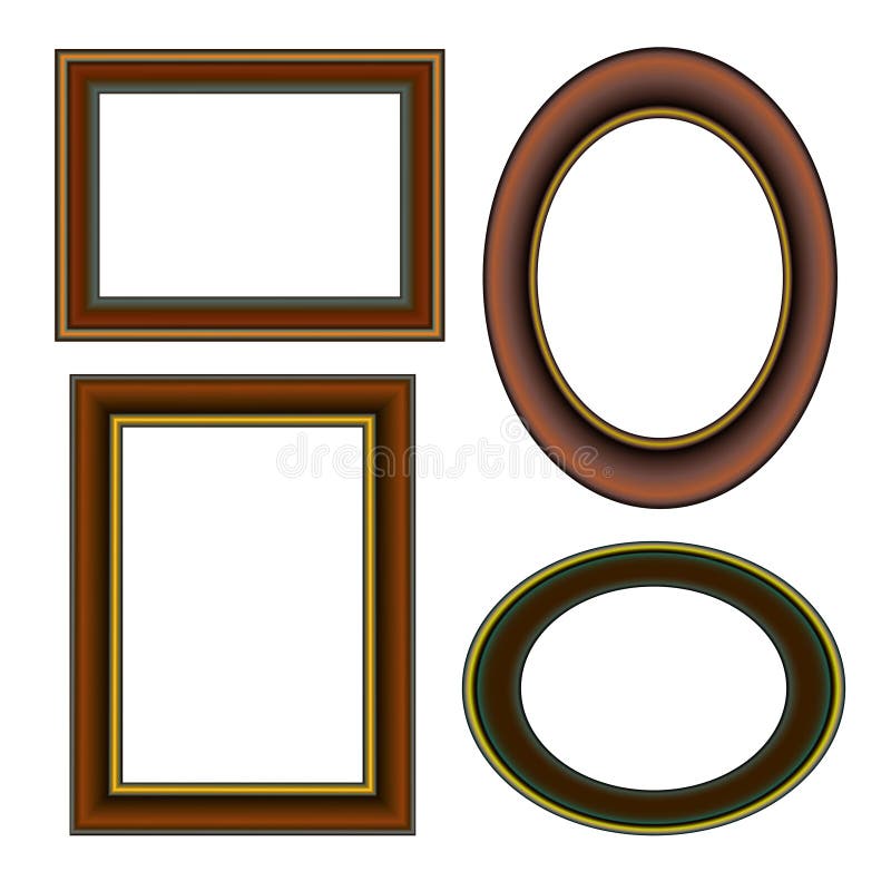 Wooden Frame with Golden Strip Set Stock Vector - Illustration of retro ...