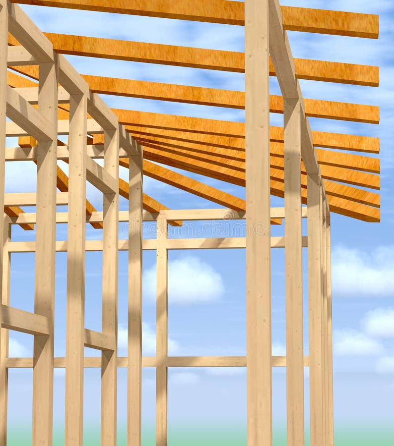 Wooden Frame of a House (top View). Stock Illustration - Illustration ...