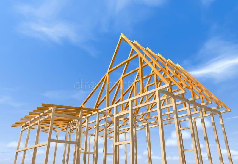 Wooden Frame of a House (top View). Stock Illustration - Illustration ...