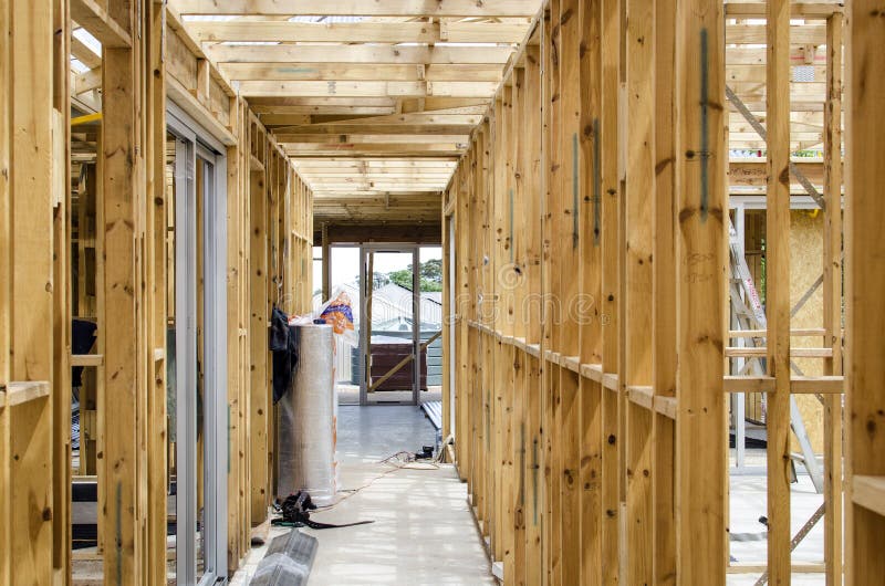 Wooden Frame of a House Under Construction Stock Image - Image of ...