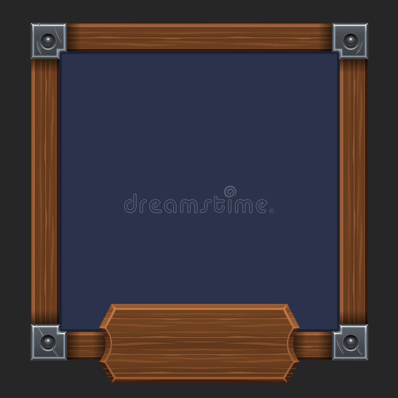 Wooden Frame with Metal Corners Stock Vector - Illustration of gray ...