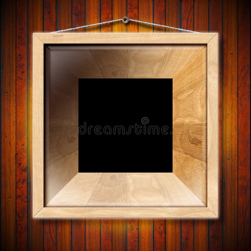 Wooden Frame on a Old Wood Wall Stock Illustration - Illustration of ...
