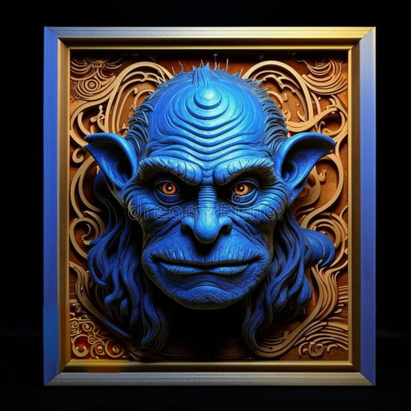 Portrait of a Troll with an Expressive Face. Stock Illustration ...