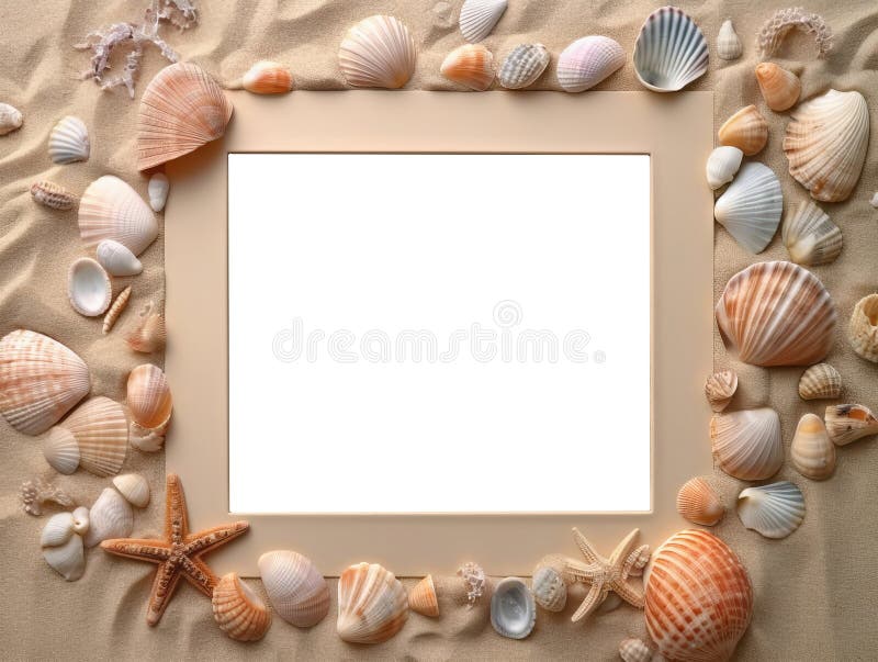 Seashell frame or border stock photo. Illustration of frame - 282626836