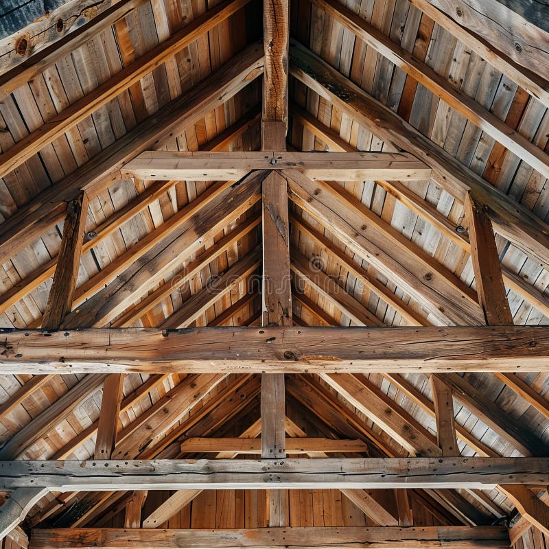 Wooden Frame Structure Featuring Truss, Posts, and Beams for ...