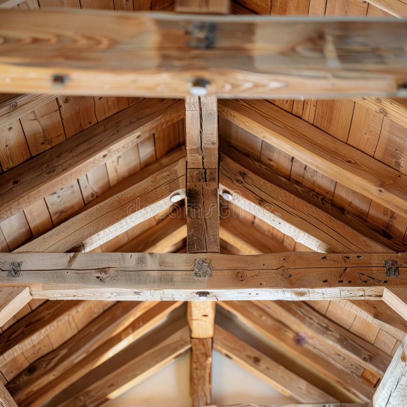 Wooden Frame Structure Featuring Truss, Posts, and Beams for ...